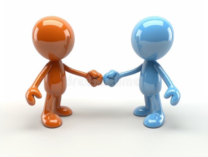 Cartoon Characters Shaking Hands - Symbol of Agreement and ...