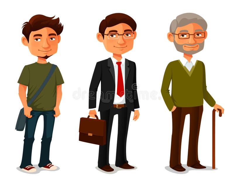 Cartoon Characters Showing Age Progress Stock Vector - Illustration of ...