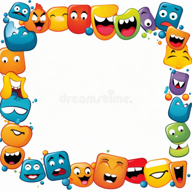 Cartoon Characters in a Square Frame on a White Background Stock ...