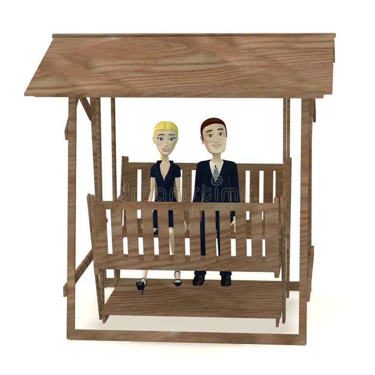 Cartoon Characters in Suits on Swing Stock Illustration - Illustration ...