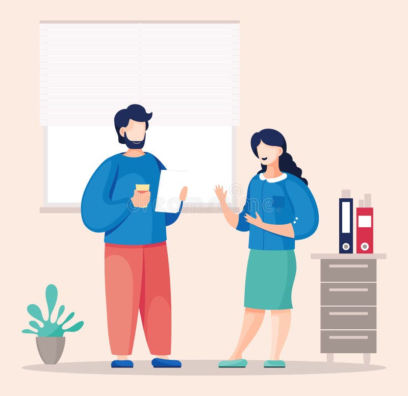 Cartoon Characters Talking with Each Other, Two Colleagues ...