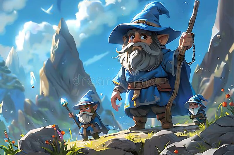Cartoon Characters in a Wizard Quest Stock Illustration - Illustration ...