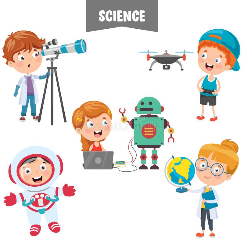 Cartoon Characters Working on Science Stock Vector - Illustration of ...