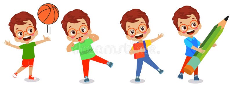 Cartoon Charecter Study and Learning Stock Vector - Illustration of ...