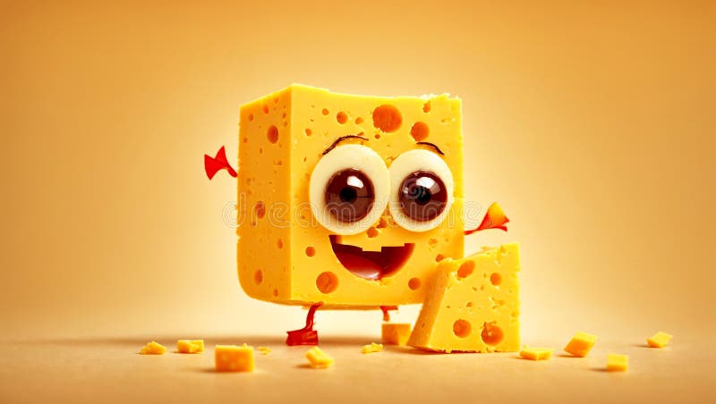 Cartoon Cheese Funny Eyes Cute Smile Stock Illustration - Illustration ...