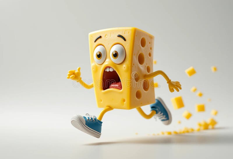 Cartoon Cheese Making a Quick Escape. Food Humor Stock Illustration ...