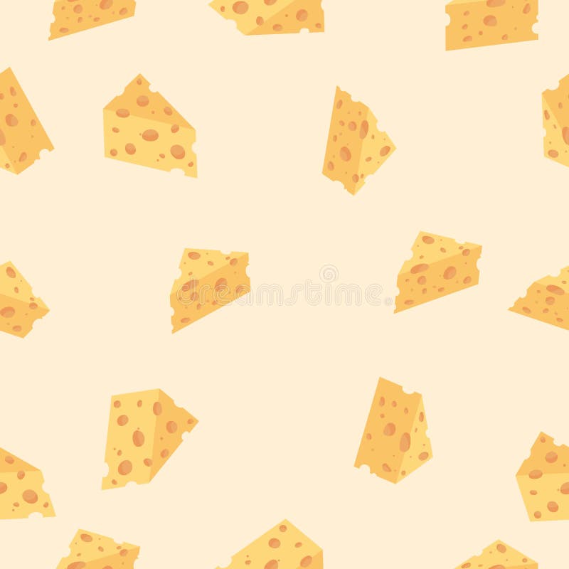 Cartoon Cheese Seamless Pattern. Triangular Piece of Cheese Cartoon ...