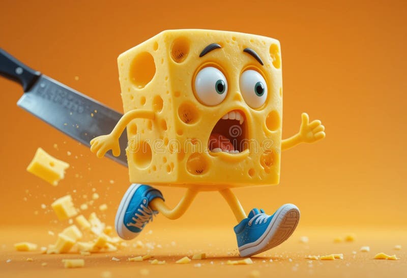 Cartoon Cheese Sprinting Away from Danger Stock Illustration ...