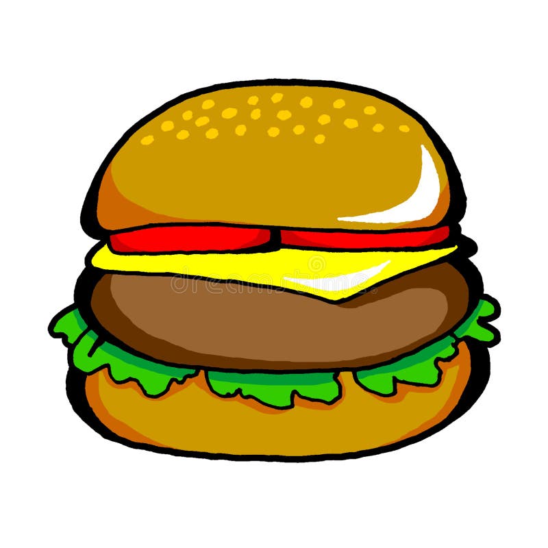 Picnic Clip Art, Cartoon Cheeseburger. Stock Illustration ...