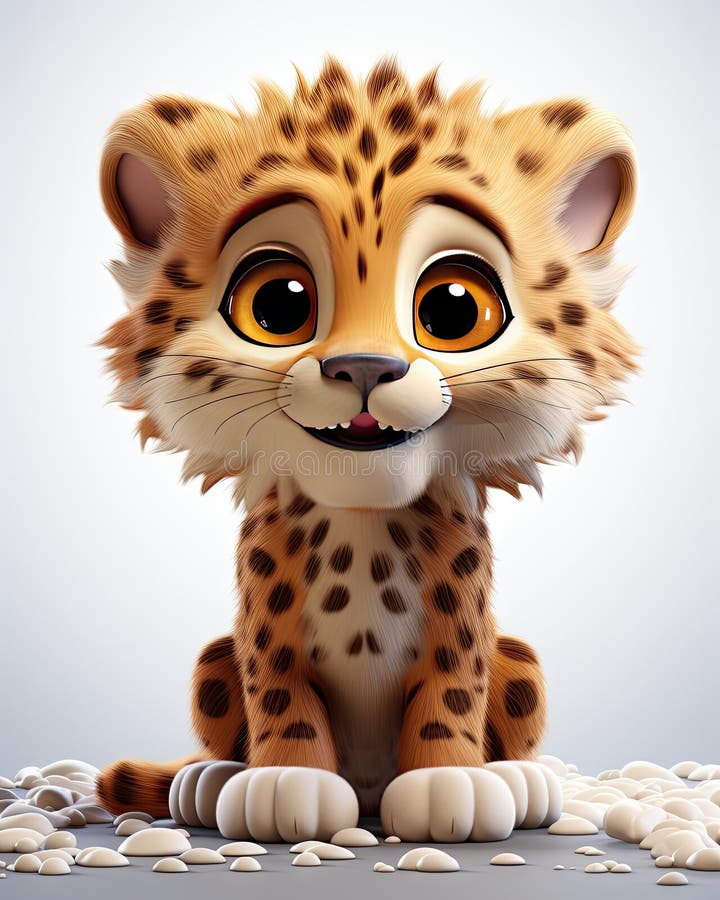 A Cartoon Cheetah Sitting on a Pile of Peanuts. Generative Ai Stock ...