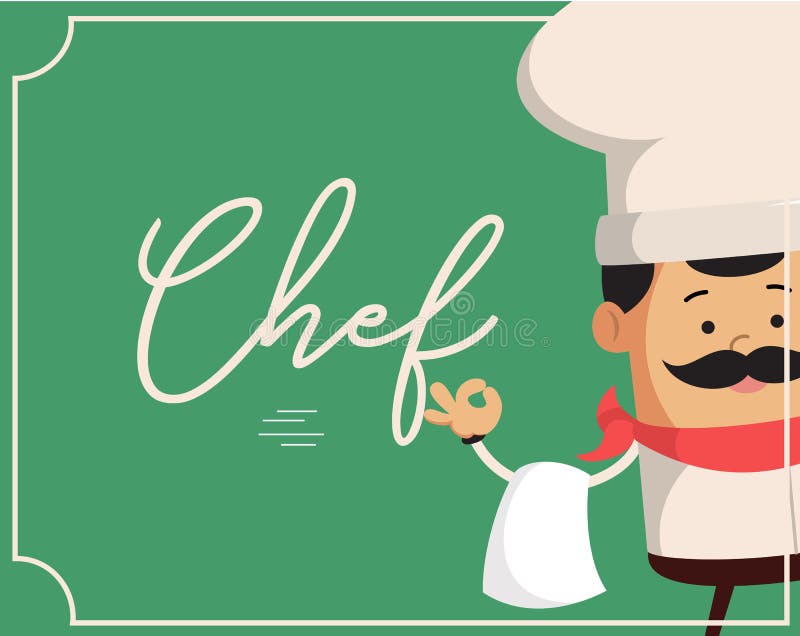 Cartoon Chef Background Template Flat Vector Illustration Design Stock ...