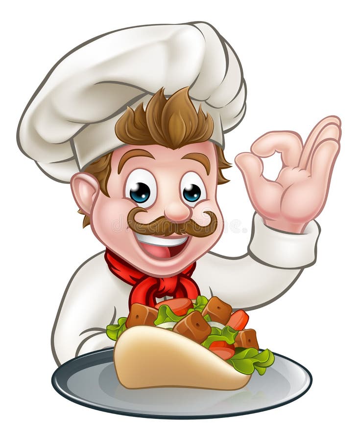 Kebab Chef Man stock vector. Illustration of doner, cartoon - 57259683
