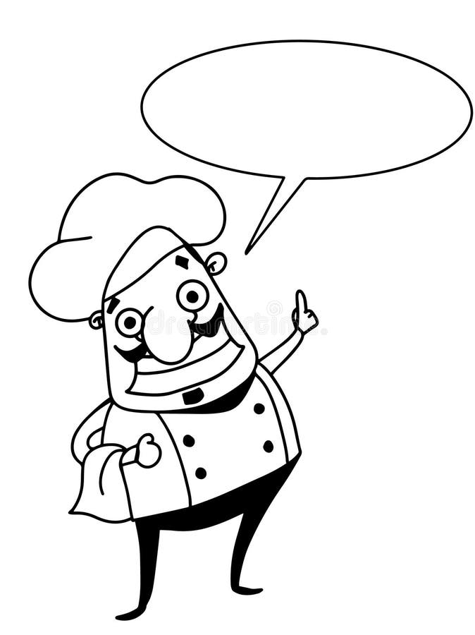Cartoon Chef Characters Pointing with His Finger and Menu White ...