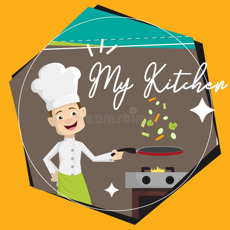 Cartoon Chef Cooking Flat Vector Illustration Design Stock Vector ...