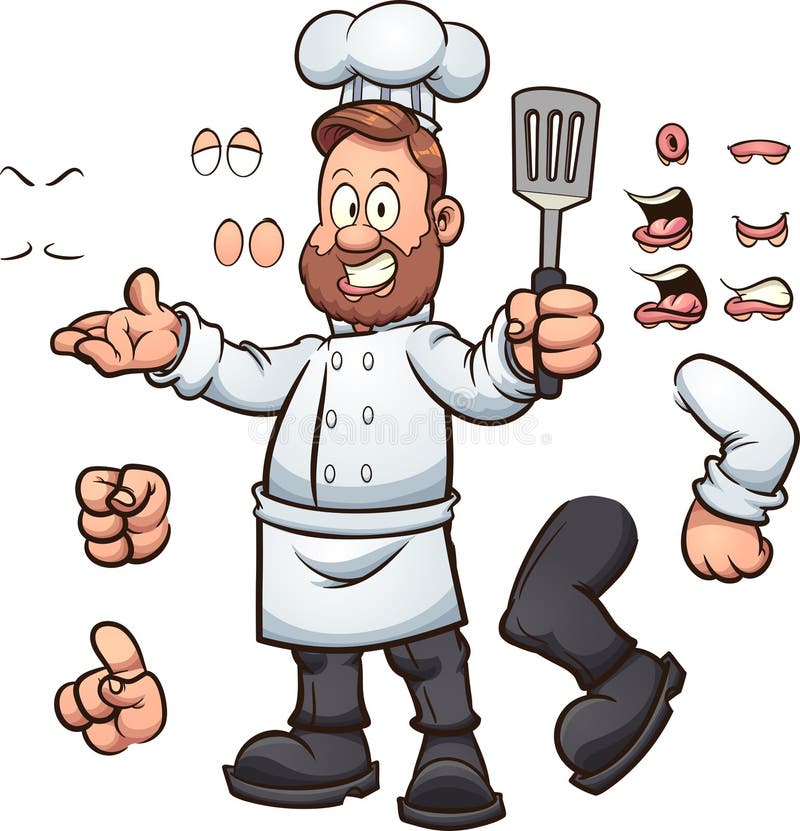 Cartoon Chef with Different Poses and Expressions Stock Vector ...