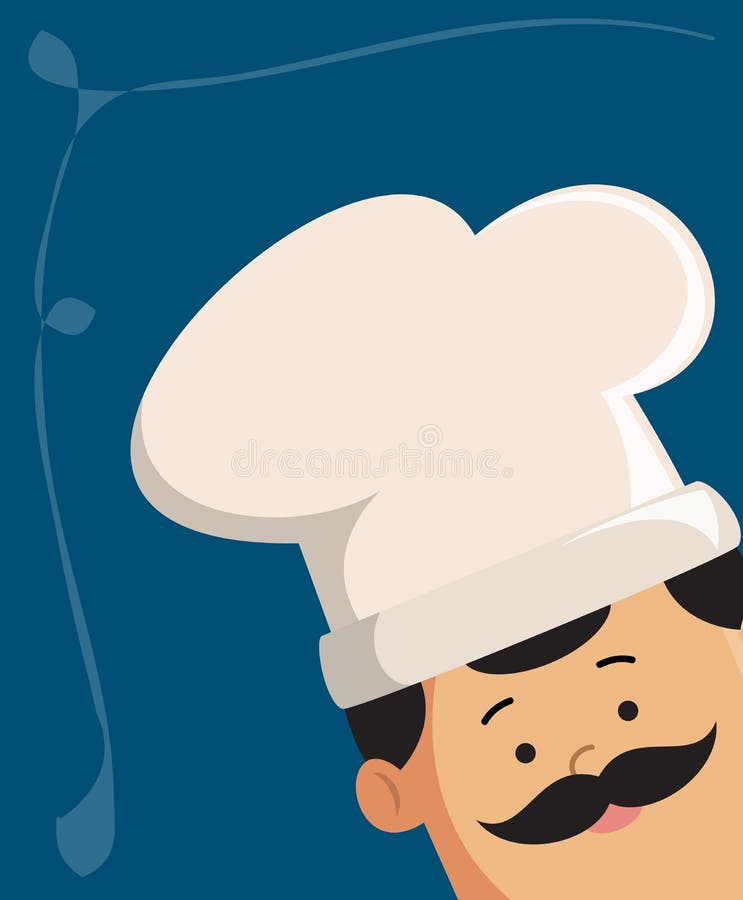 Cartoon Chef Face Background Flat Vector Illustration Design Stock ...