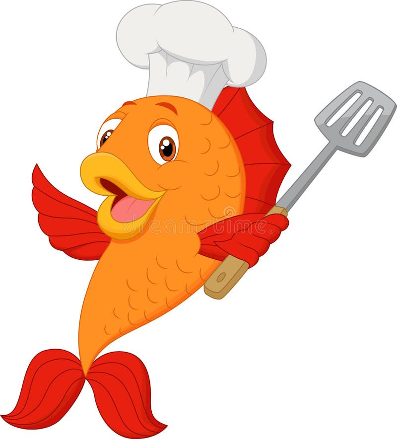 Cartoon Chef Fish Holding Spatula Stock Vector - Illustration of ...