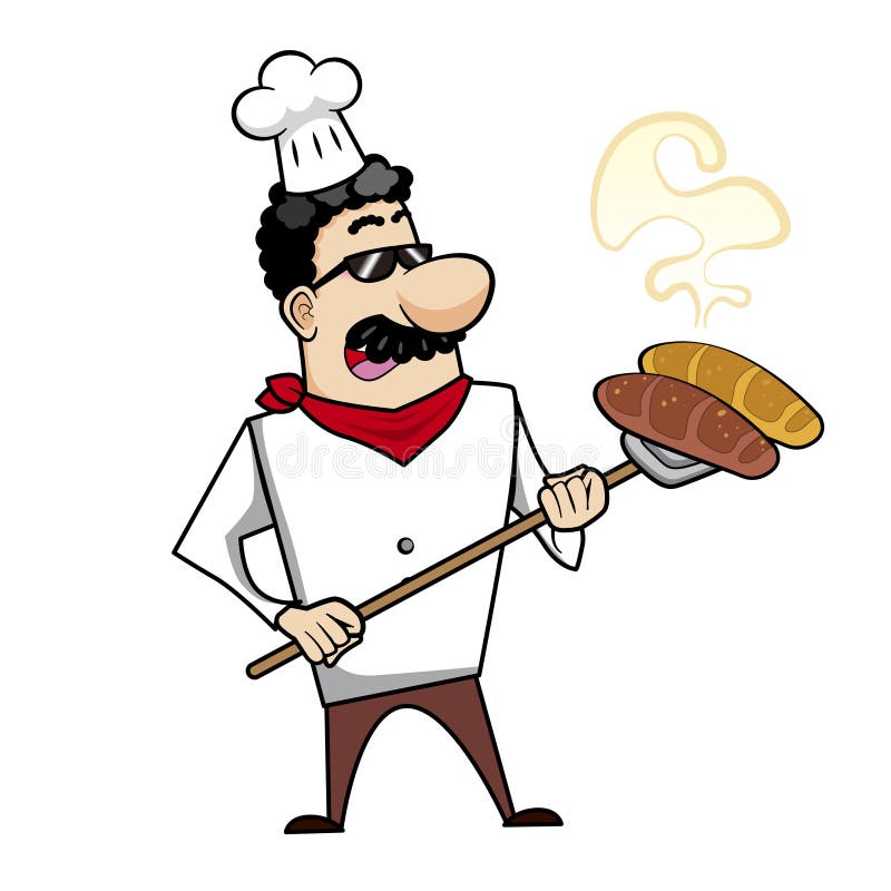 Cartoon Chef with Fresh Bread Stock Vector - Illustration of chef ...