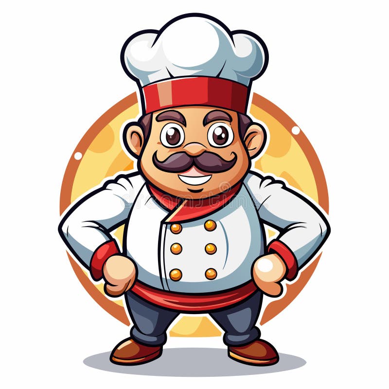 Cartoon Chef with Hands on Hips, Smiling, Wearing a White Chef S Jacket ...
