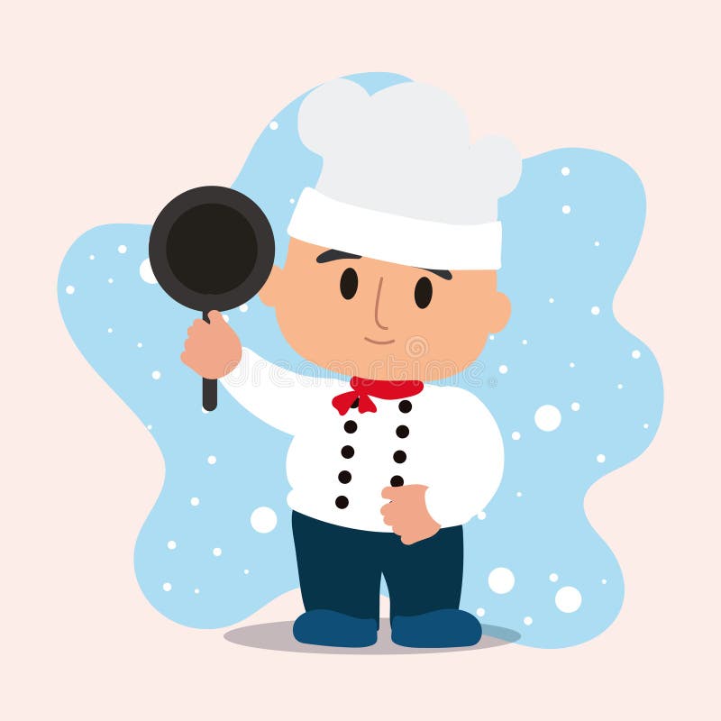 Cartoon Chef Holding a Frying Pan and Waving, Vector Stock Vector ...