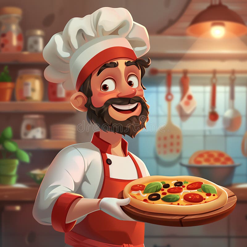 Cartoon Pizza Chef