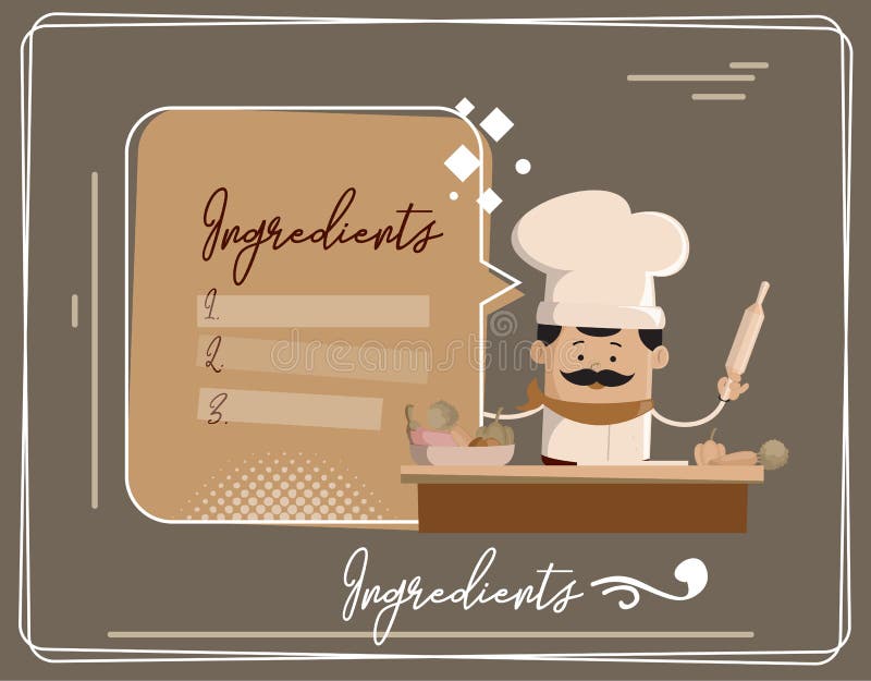 Cartoon Chef Ingredients of Dish Flat Vector Illustration Design Stock ...
