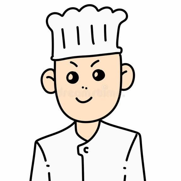 Cartoon Chef Man Face on White Background Stock Illustration ...