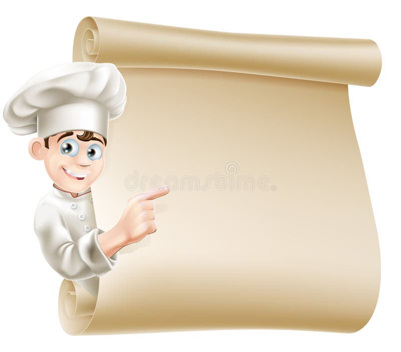 Cartoon Chef with Cloche and Menu Stock Vector - Illustration of ...