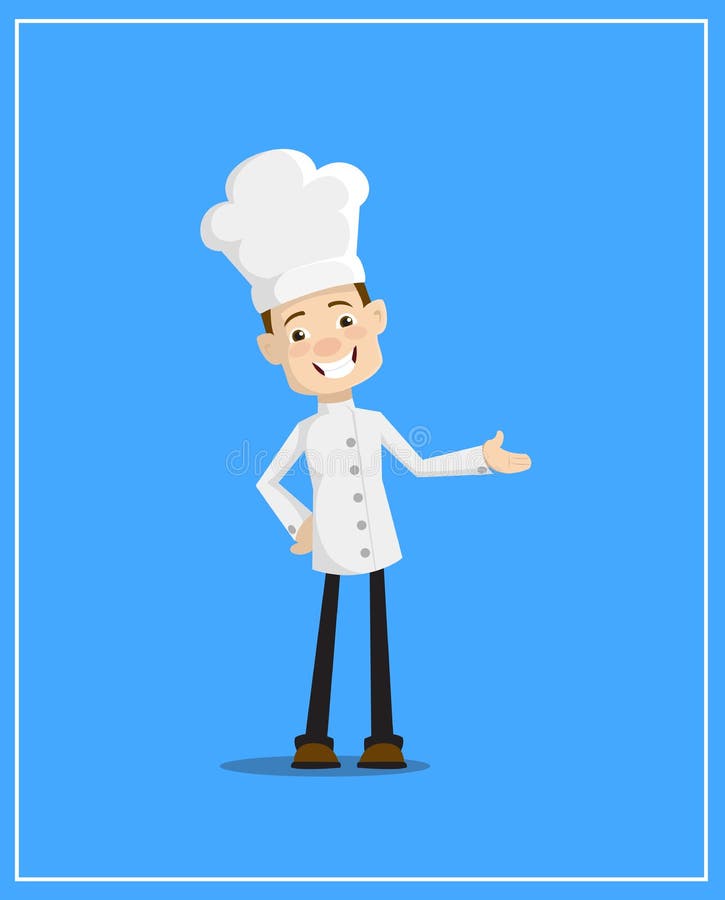Cartoon Chef Presenting and Happy Flat Vector Illustration Design Stock ...