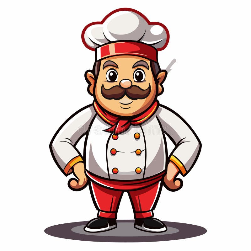 Cartoon Chef with Red Uniform and White Hat, Hands on Hips Stock Vector ...