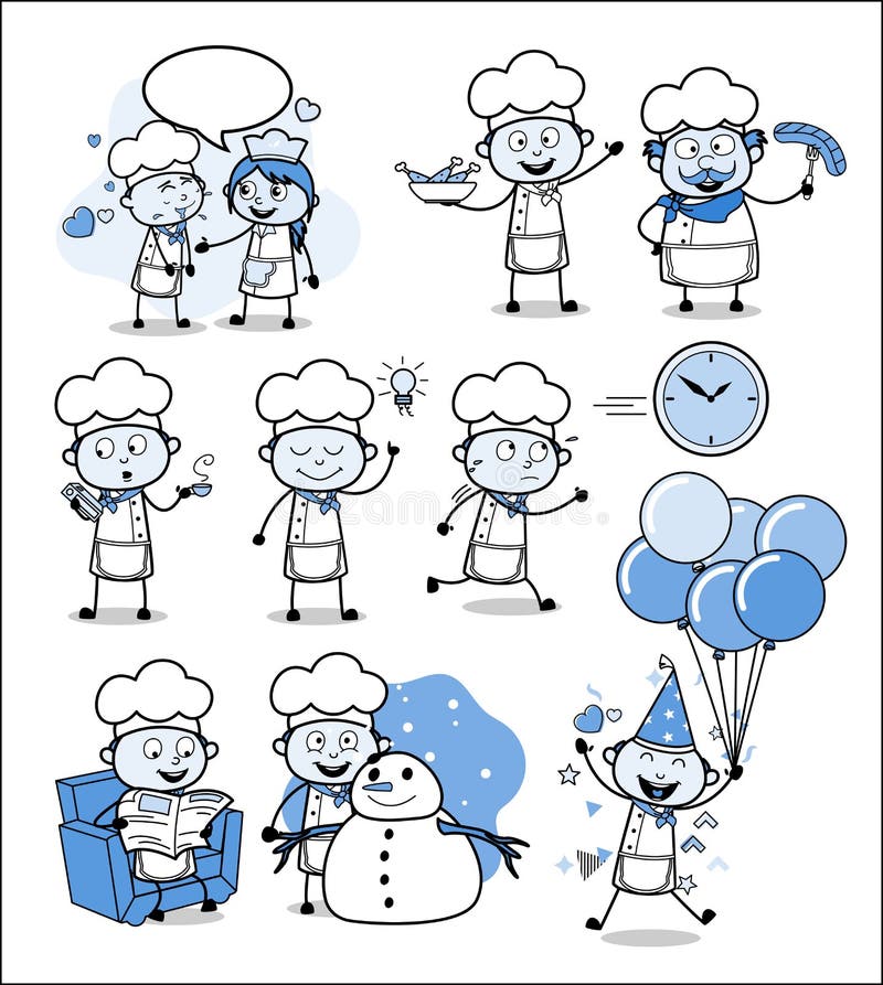 Cartoon Chef - Set of Different Concepts Vector Illustrations Stock ...