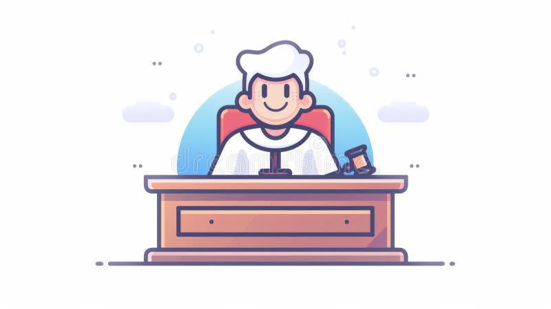 A Cartoon Chef Sitting at a Desk with His Hands on the Table, AI Stock ...