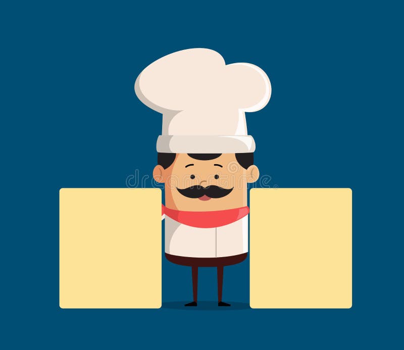 Cartoon Chef with Two Blank Banners Flat Vector Illustration Design ...