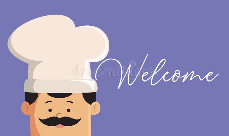 Cartoon Chef Welcome Template Background Flat Vector Illustration ...