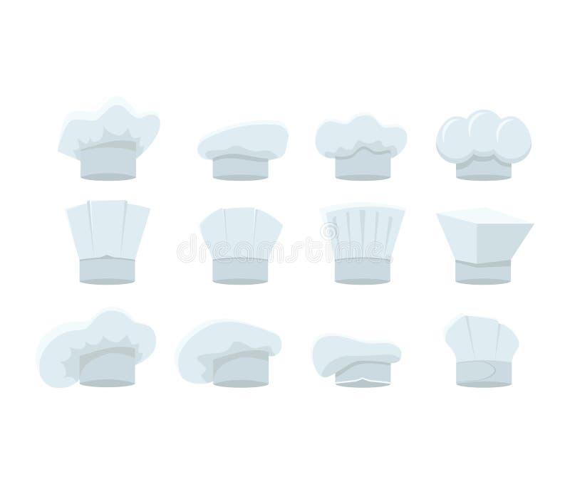 Cartoon Chef White Hats Set. Vector Stock Vector - Illustration of ...