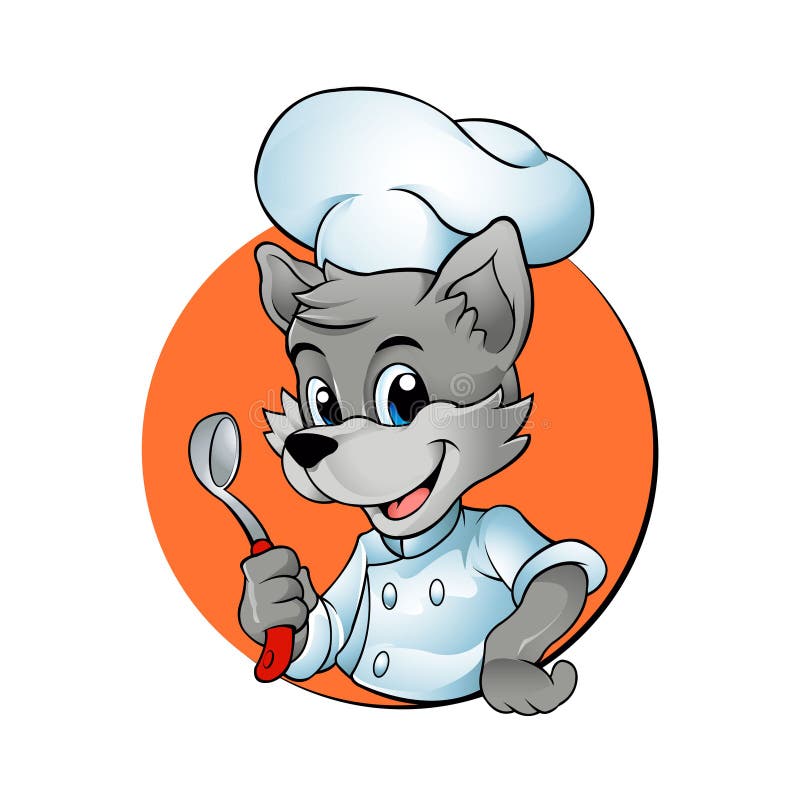 Cartoon Chef Wolf stock illustration. Illustration of drawing - 70030377
