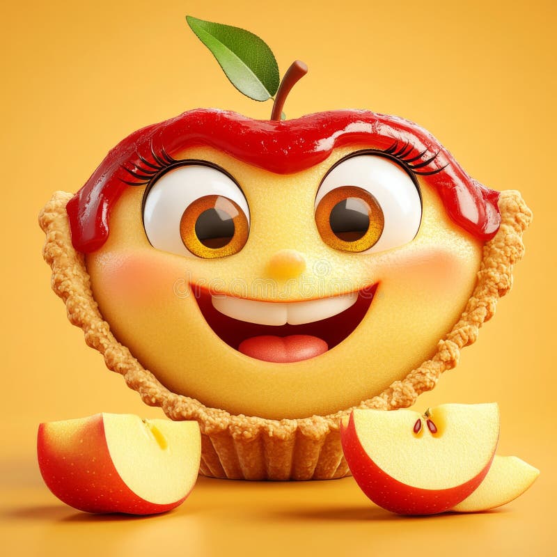 Cartoon Cherry Pie Character with Big, Expressive Eyes Stock Image ...