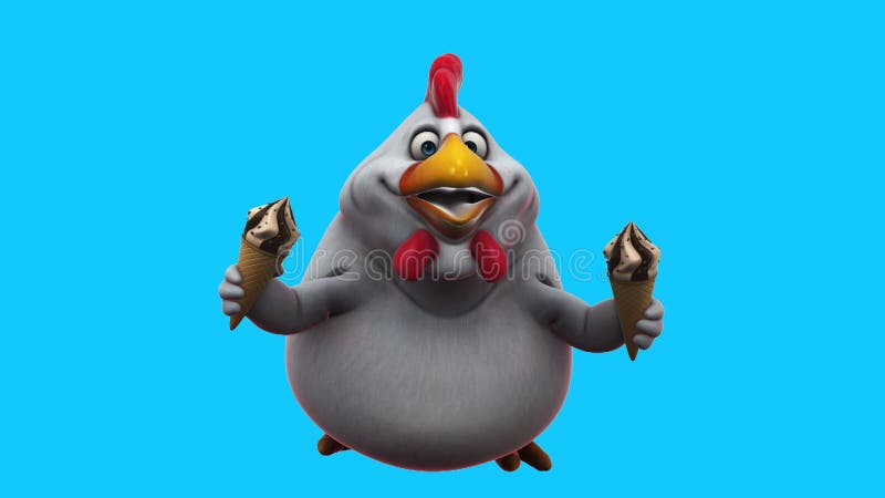 Cartoon Chicken with an Ice Cream (with Alpha Channel Included Stock ...