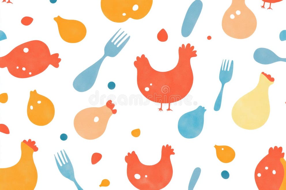 Cartoon Chicken Pattern Background Stock Illustration - Illustration of ...