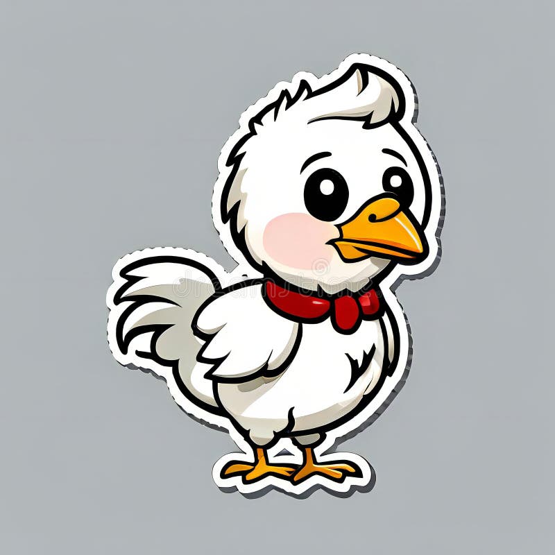 A Cartoon Chicken with Red Bow Around Its Neck Stock Illustration ...