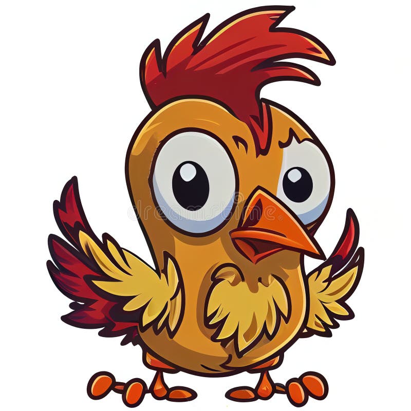 A Cartoon Chicken with a Red Mohawk and Big Eyes Stock Illustration ...