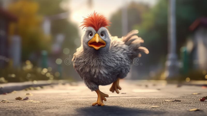 A Cartoon Chicken on a Sidewalk. Created by Generative Artificial ...