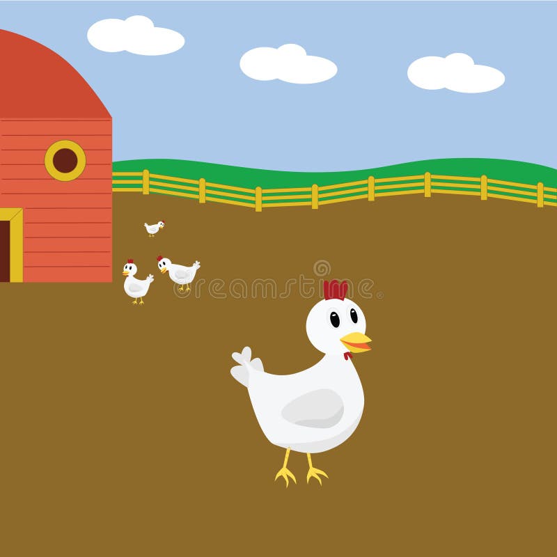 Cartoon chickens on farm stock vector. Illustration of earth - 6130861