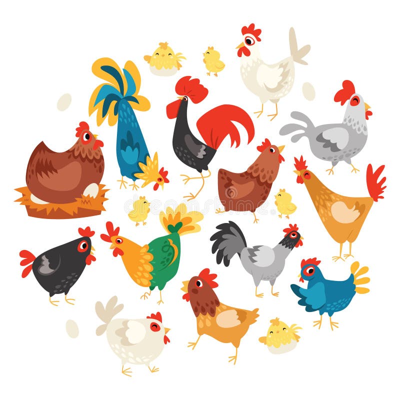 Cartoon Chickens Set stock vector. Illustration of baby - 249440063