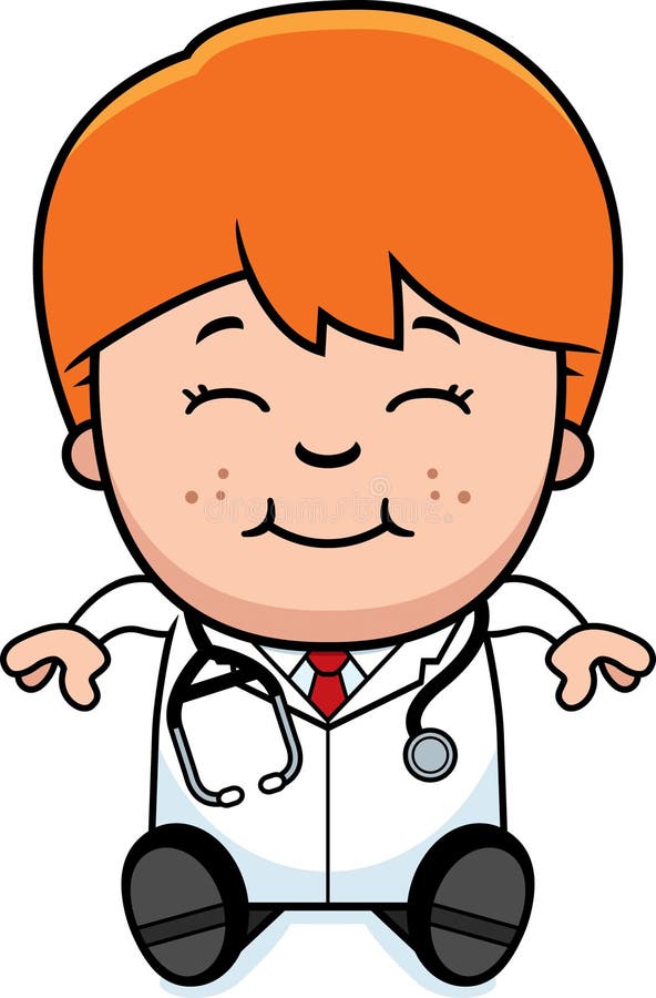 Cartoon Child Doctor Sitting Stock Vector - Illustration of smiling ...