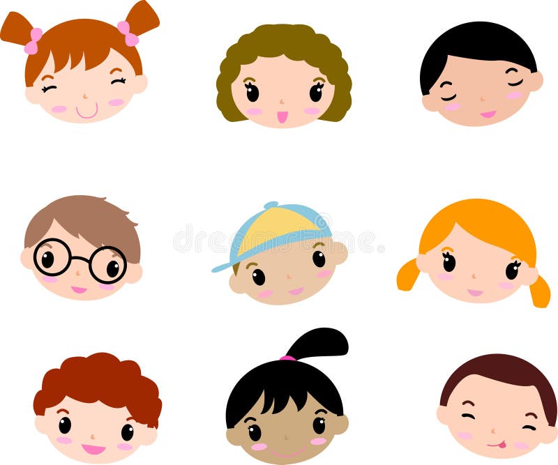 Cartoon children face stock vector. Illustration of childhood - 18488656