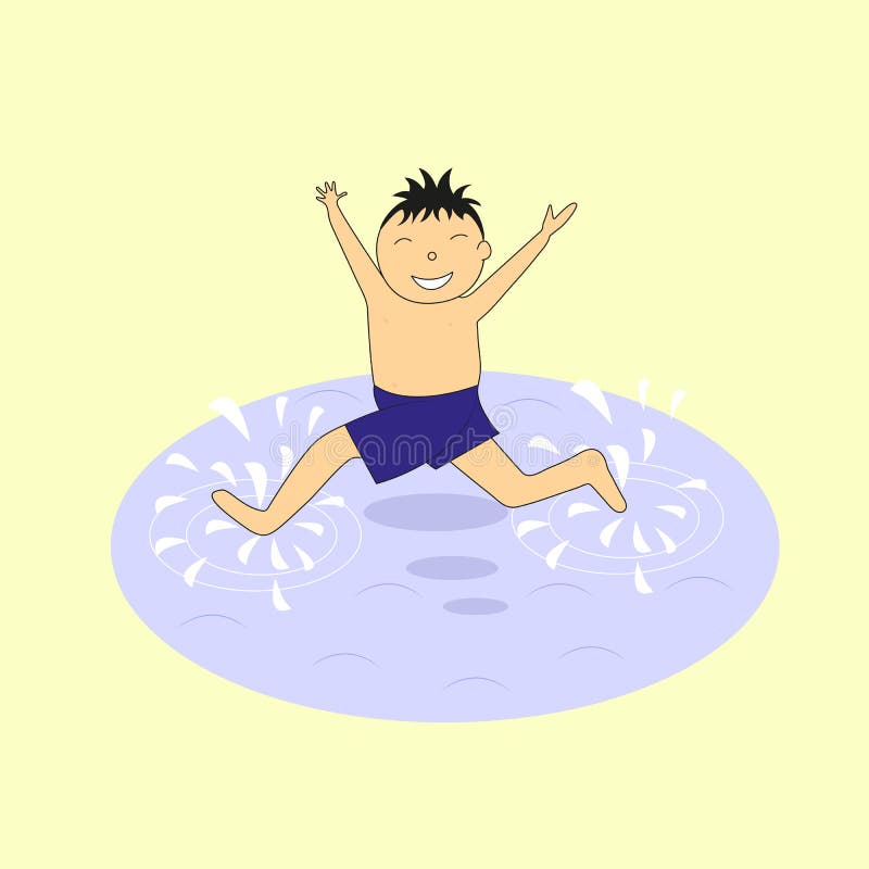 Boy Splashing in Puddle stock vector. Illustration of puddle - 9416955