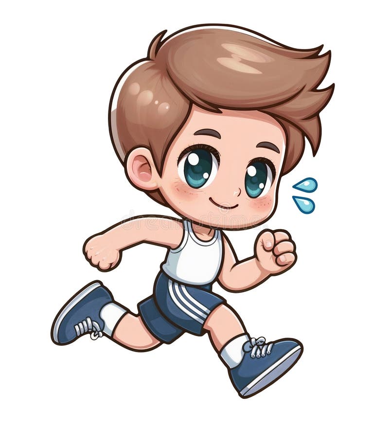 Cartoon Child Running Isolated on Transparent Background. AI Stock ...