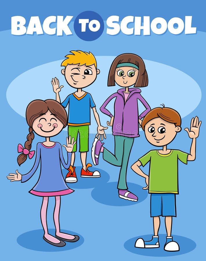 Cartoon Children Characters with Back To School Caption Stock Vector ...