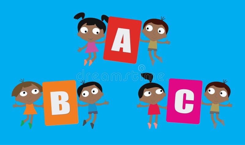 Cartoon Children with Colored Letters in Hands. Stock Vector ...